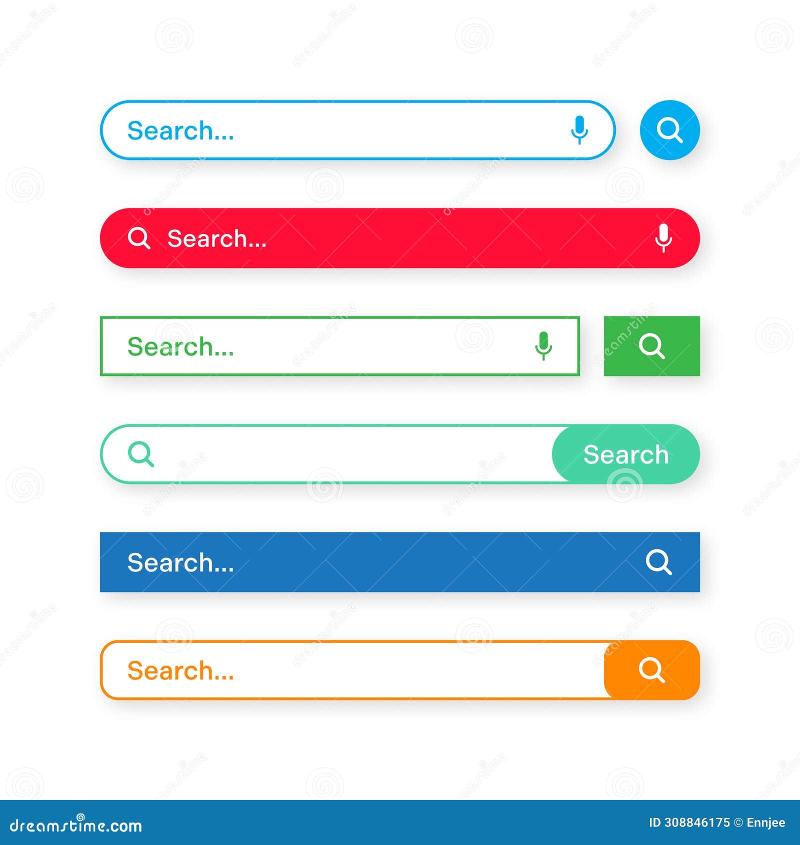 Colorful Search Bar Templates. Internet Browser Engine with Search Box ...