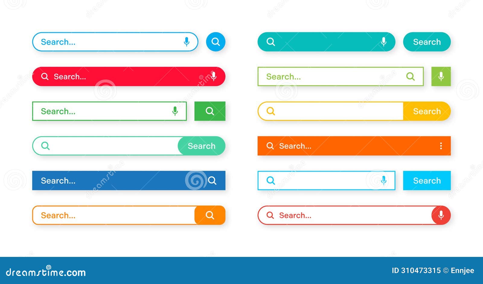 Colorful Search Bar Templates. Internet Browser Engine with Search Box ...