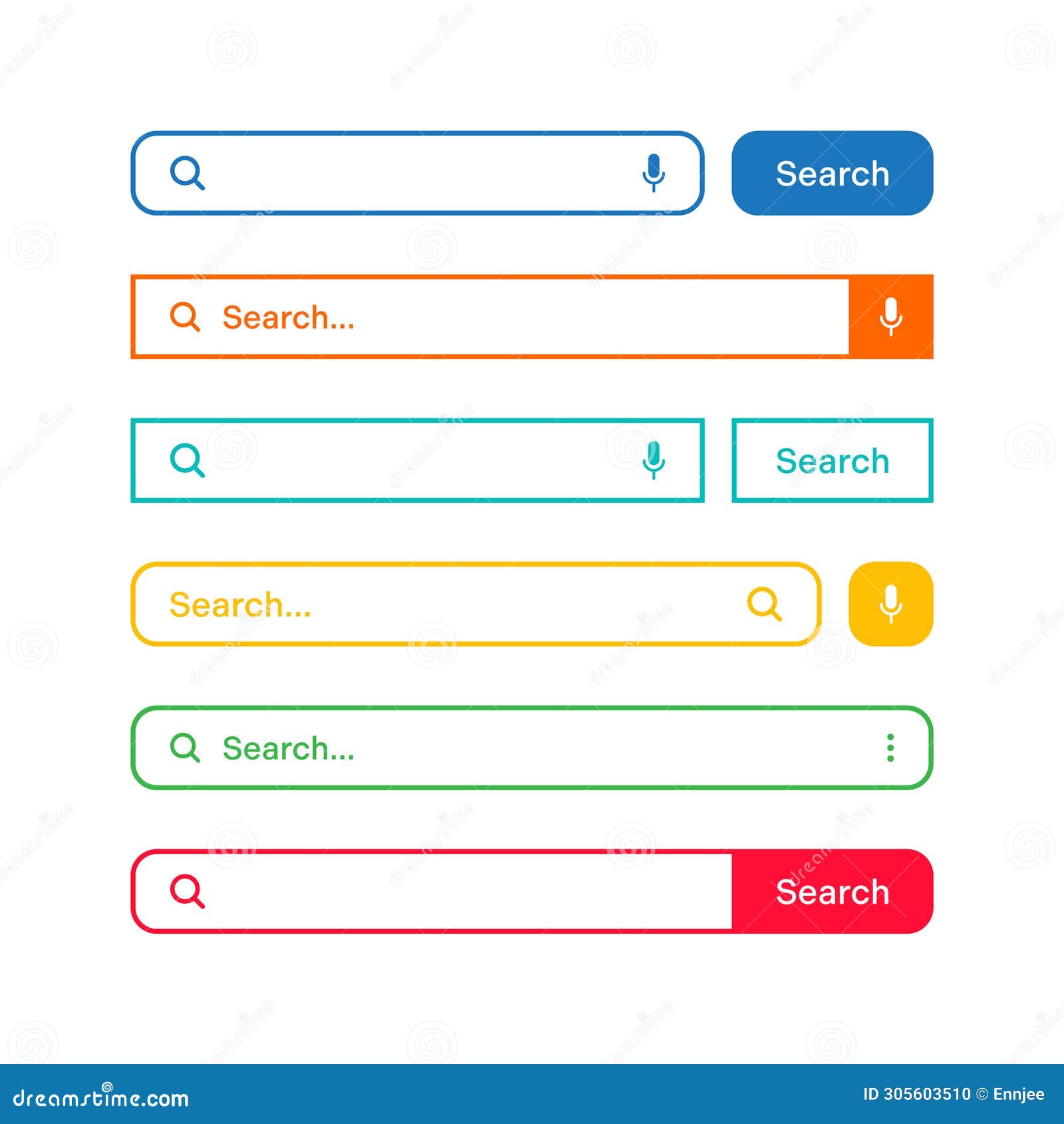 Colorful Search Bar Templates. Internet Browser Engine with Search Box ...