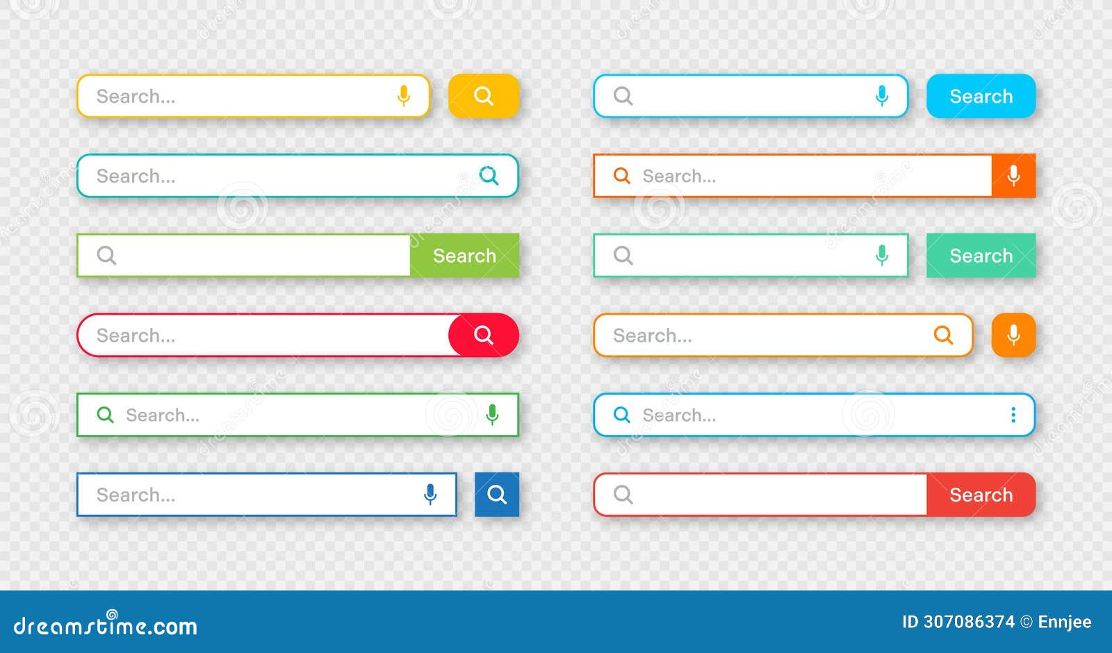 Colorful Search Bar Templates. Internet Browser Engine with Search Box ...