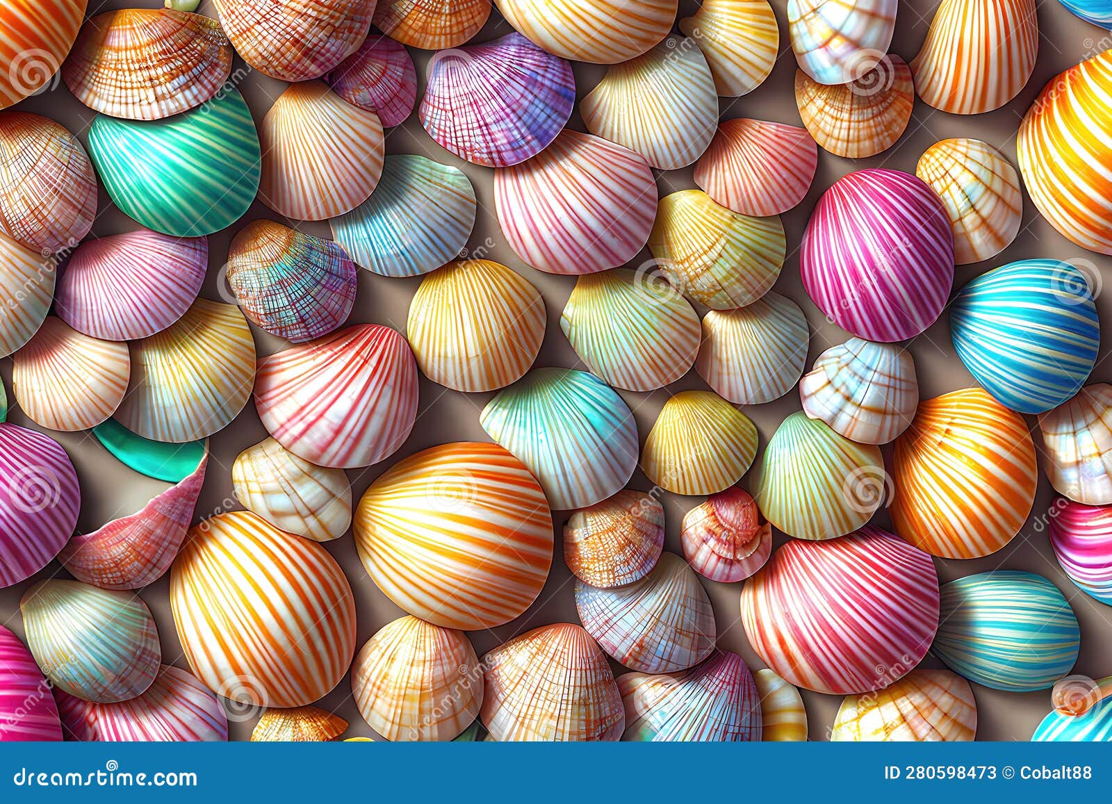 Colorful Seashells Pattern Background, Multicolored Beautiful Shells As ...