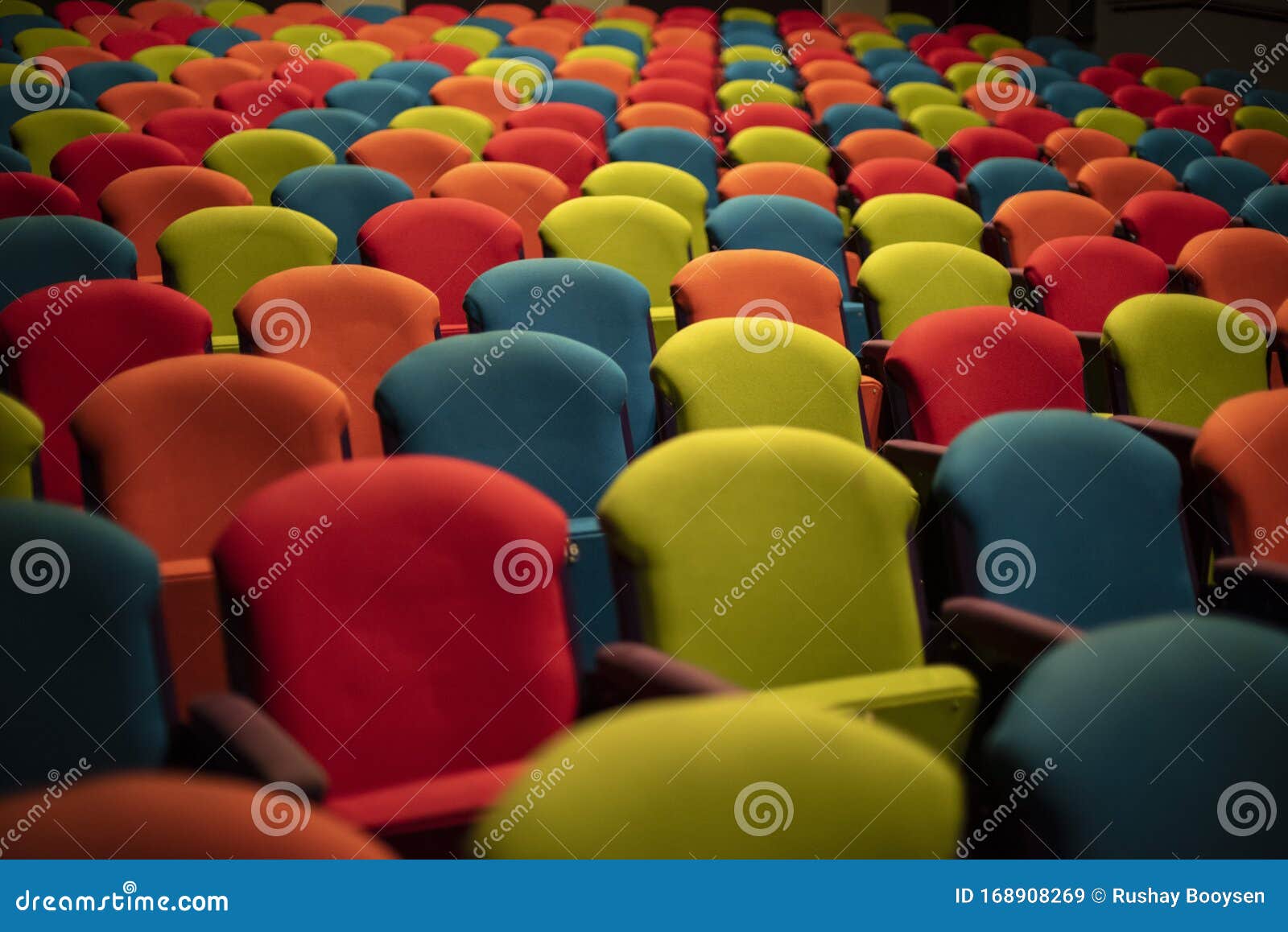 Colorful Seats in Auditorium Stock Image - Image of arena, bright ...