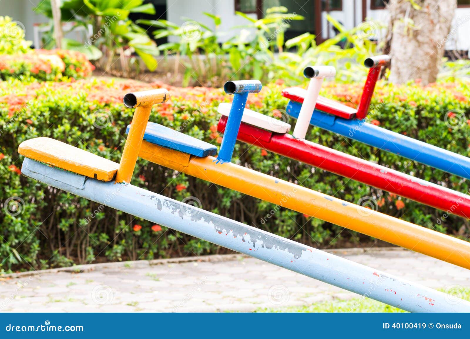 Colorful seesaw stock image. Image of outdoor, group - 40100419