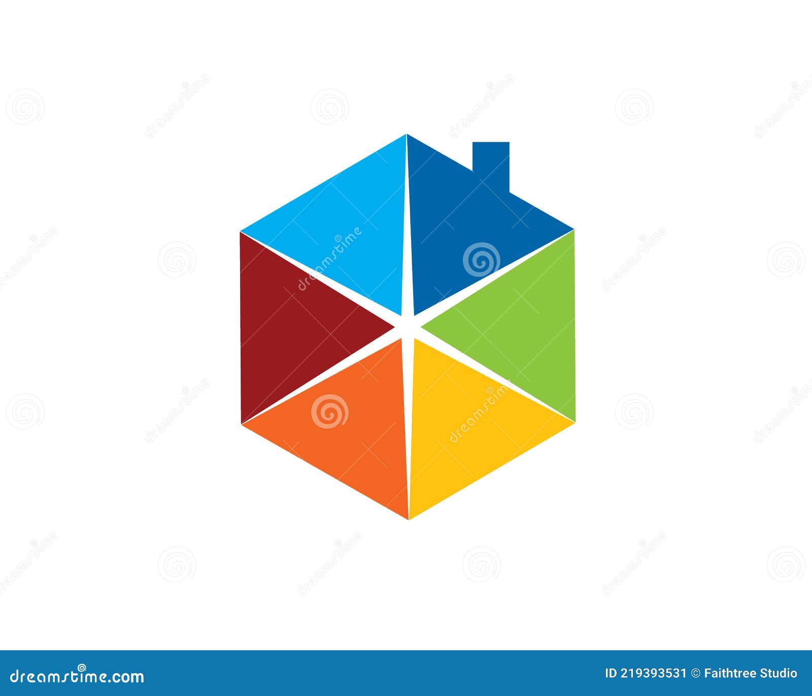 Colorful Segmented Hexagon House with Roof Stock Vector - Illustration ...