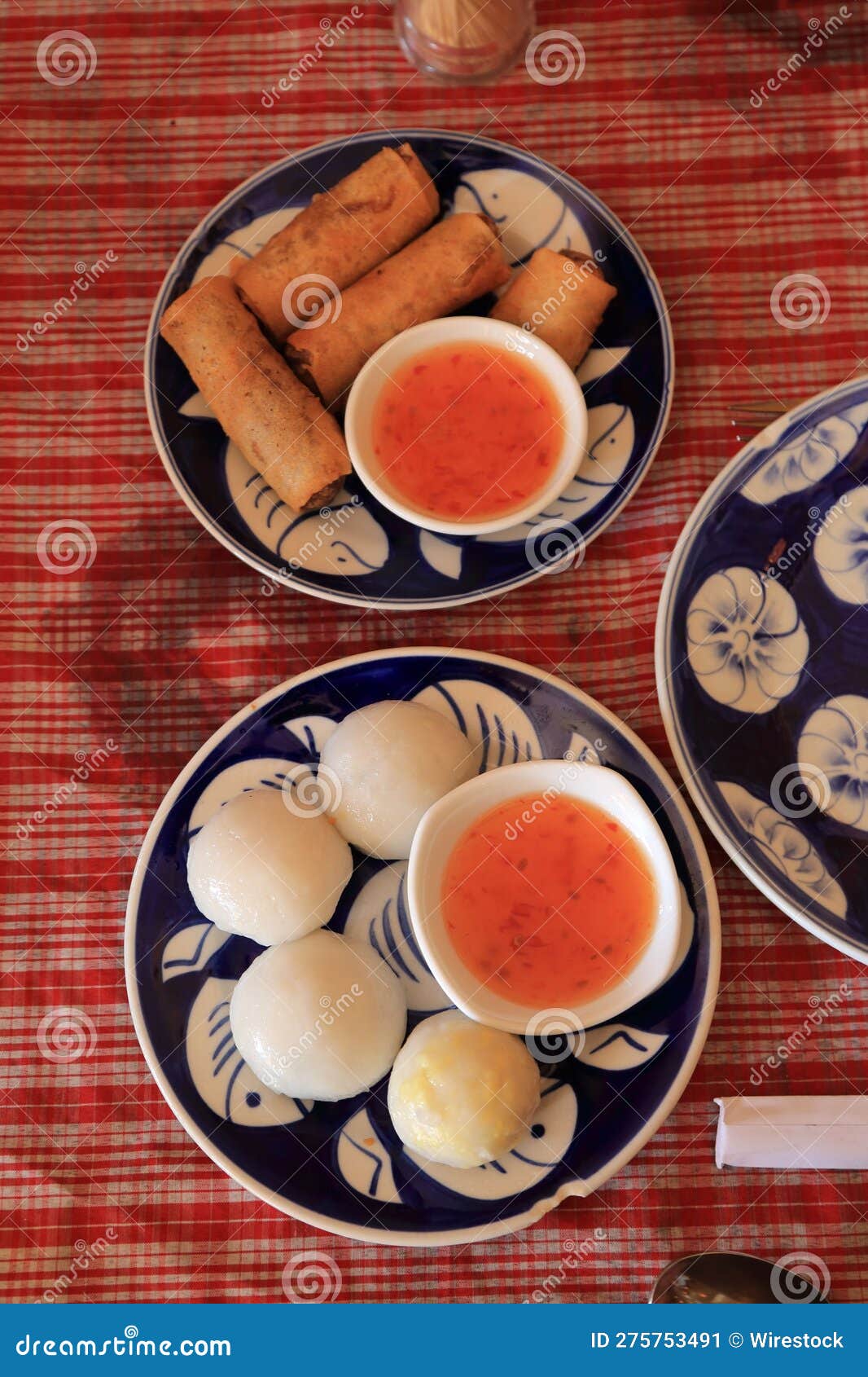 Colorful Selection of Asian Dishes, Including Appetizers, Displayed on ...