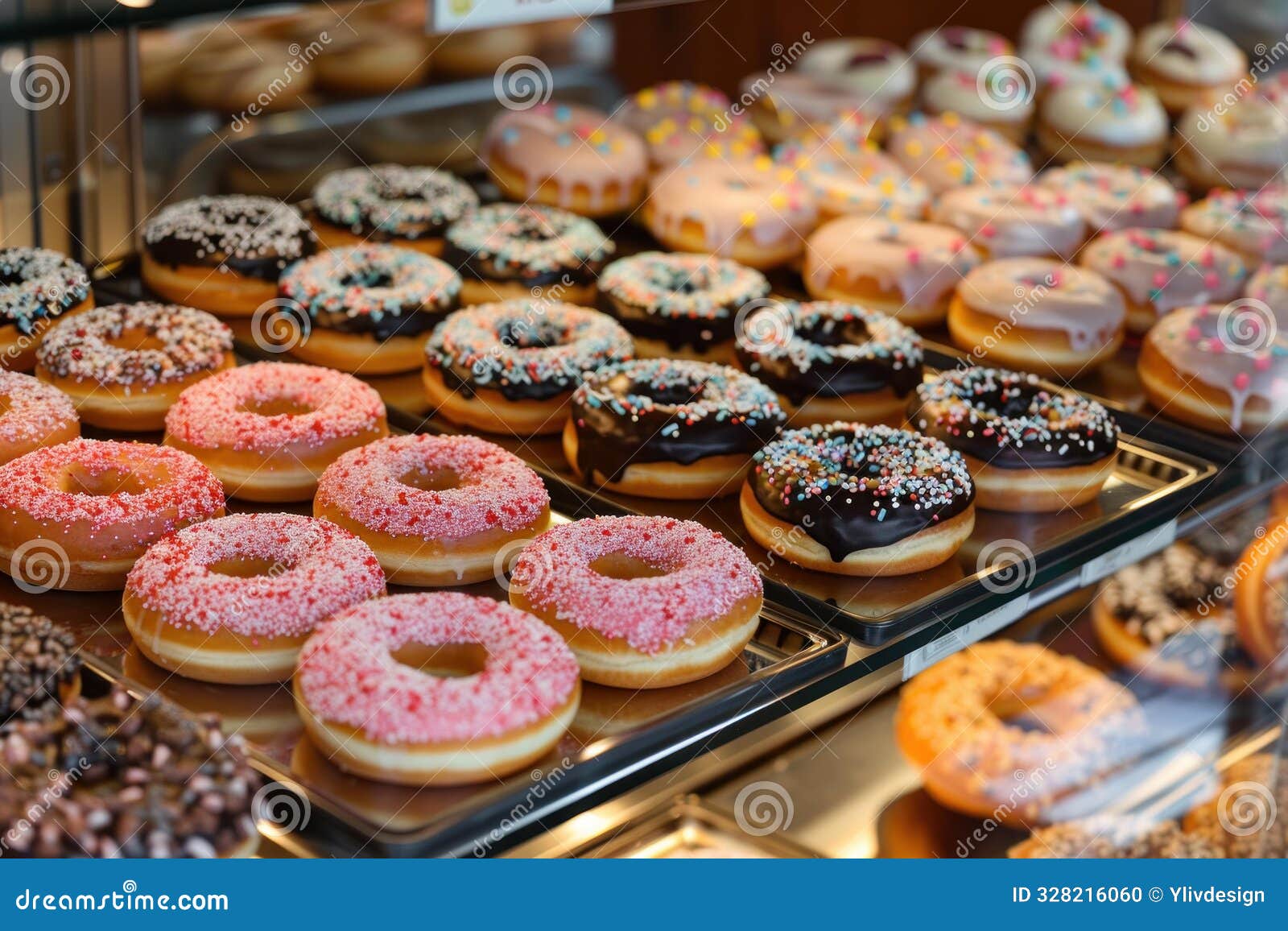 Assorted Donuts Display in Bakery Showcase Stock Photo - Image of ...