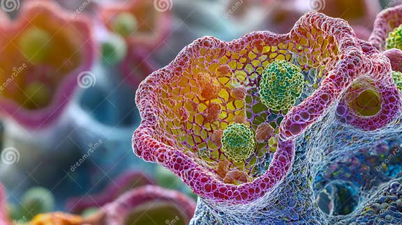 A Colorful SEM Scanning Electron Microscope Image of a Biological ...