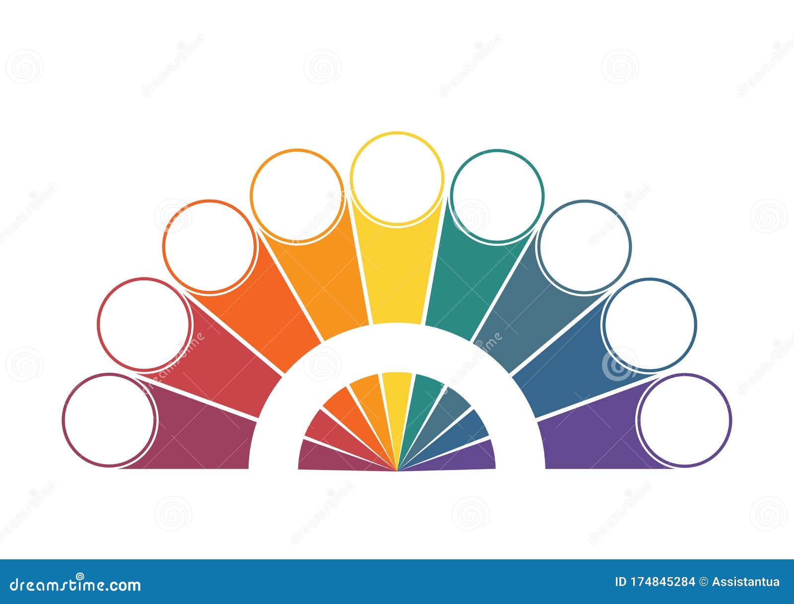 Colorful Semicircle and Circles for 9 Positions. Template for Colour ...