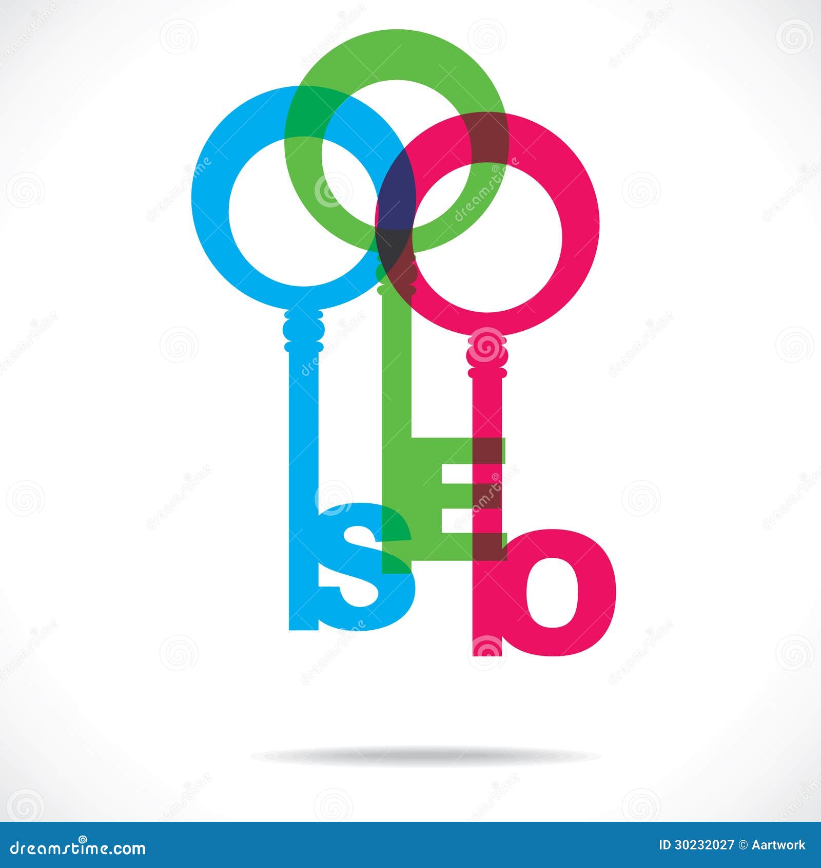 Colorful SEO word key stock vector. Illustration of rank - 30232027