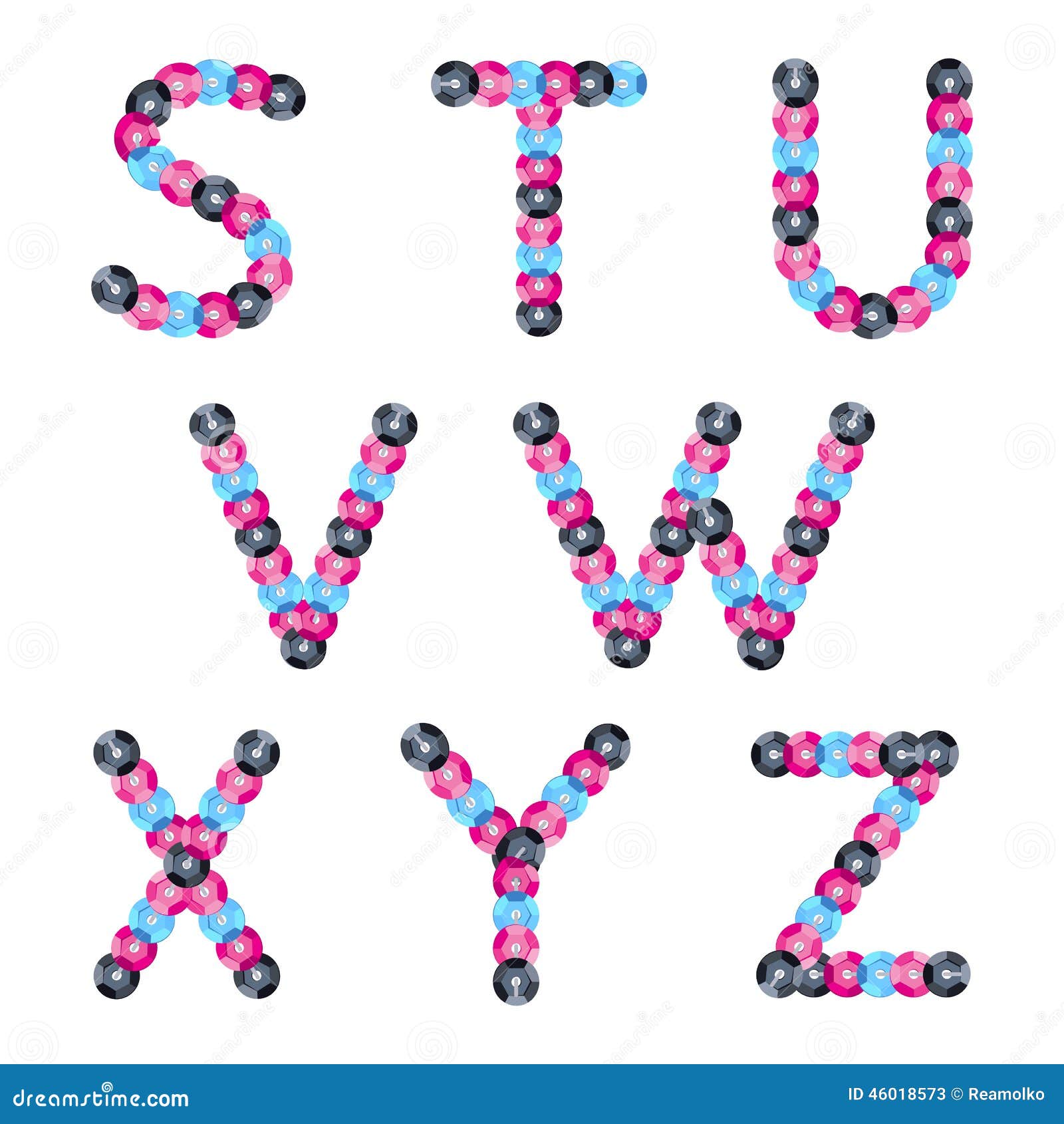 Colorful Sequins Alphabet. Glitter Letters Stock Vector - Illustration ...