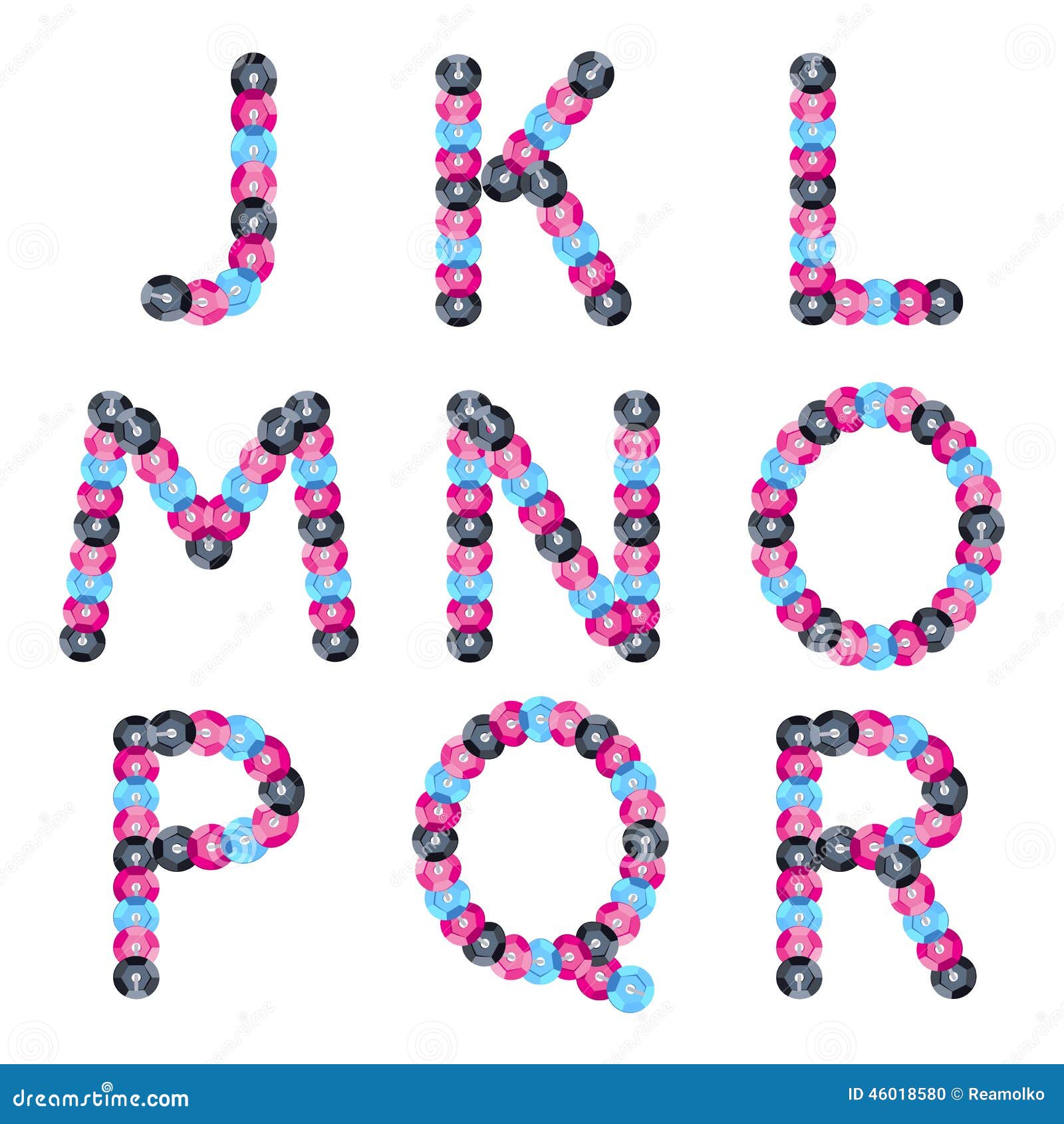 Colorful Sequins Alphabet. Glitter Letters Stock Vector - Illustration ...