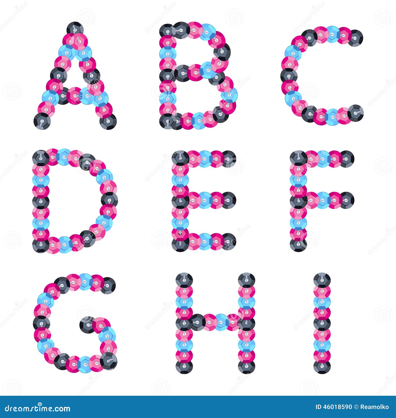 Colorful Sequins Alphabet. Glitter Letters Stock Vector - Illustration ...