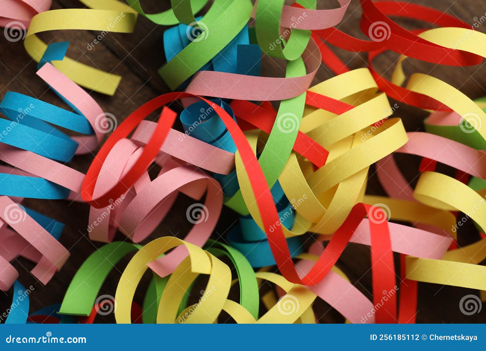 Colorful Serpentine Streamers on Table, Flat Lay Stock Photo - Image of ...