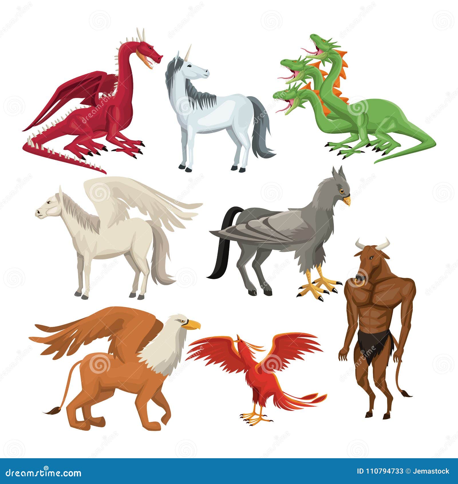 Colorful Set Animal Greek Mythological Creatures Stock Vector ... Colorful Set Animal Greek Mythological Creatures Stock Vector ...