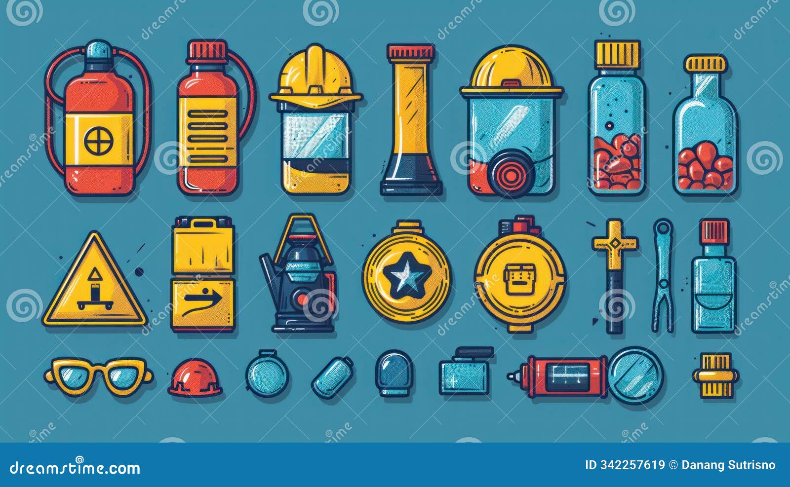 A Colorful Set of 20 Cartoon Illustrations of Various Objects Stock ...