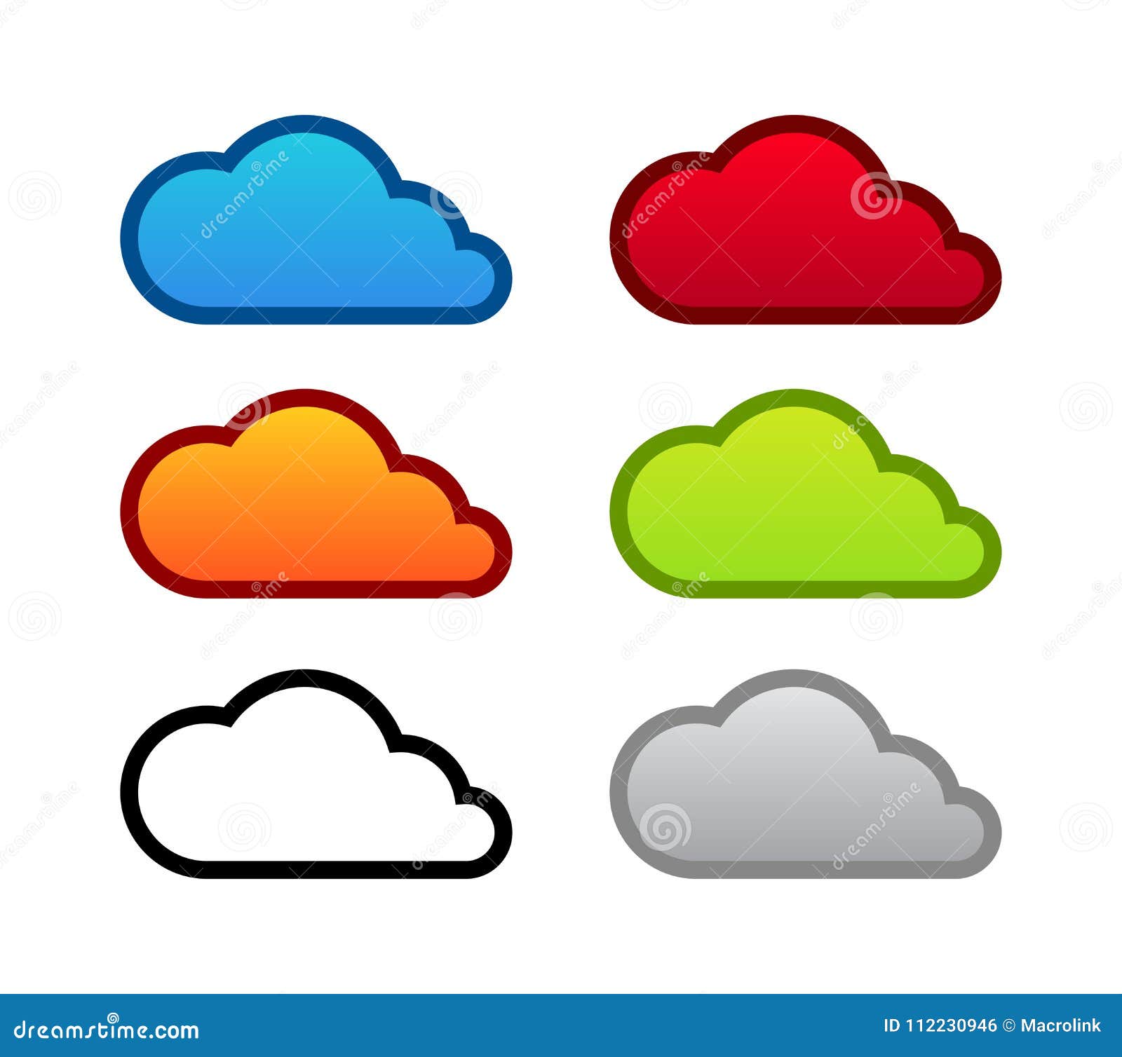 Colorful Set of Cloud Icons Stock Vector - Illustration of ...