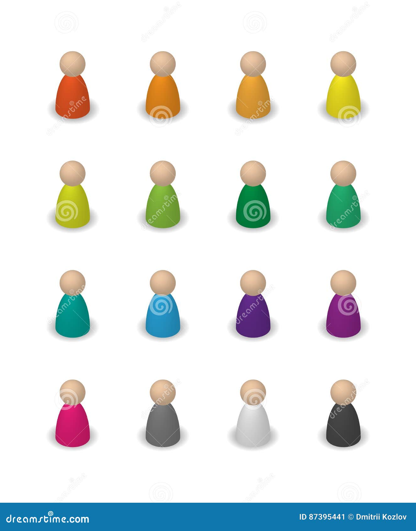 Colorful Set 3d User Icons, Isometric. Stock Vector - Illustration of ...