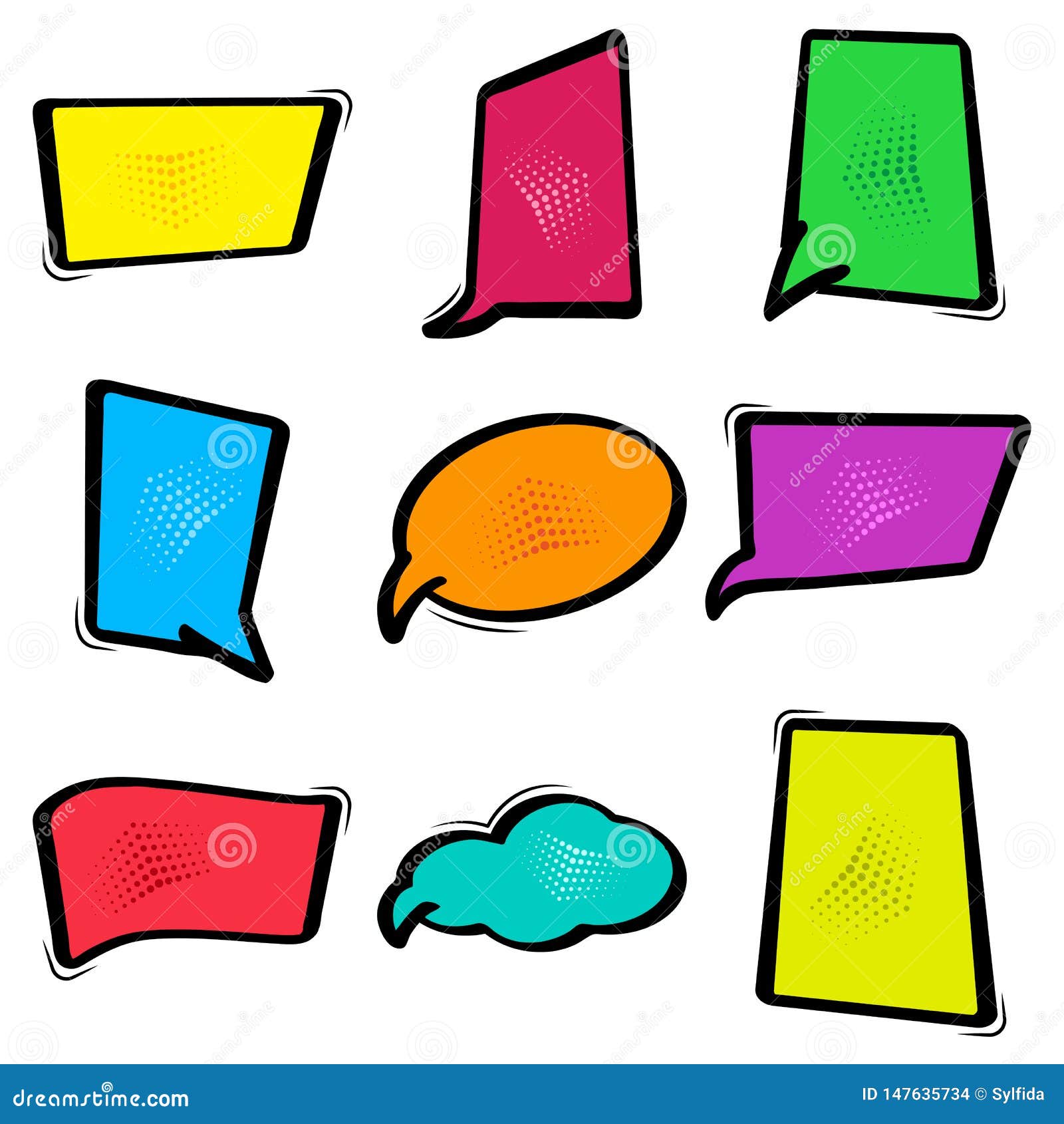 Colorful Set Dialog Box, Banner Set. Comics Empty Bubble Stock ...
