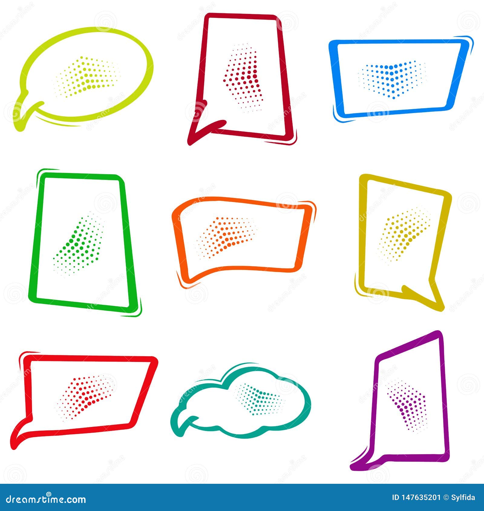Colorful Set Dialog Box, Speech Bubbles in Pop Art Style. Comics Empty ...