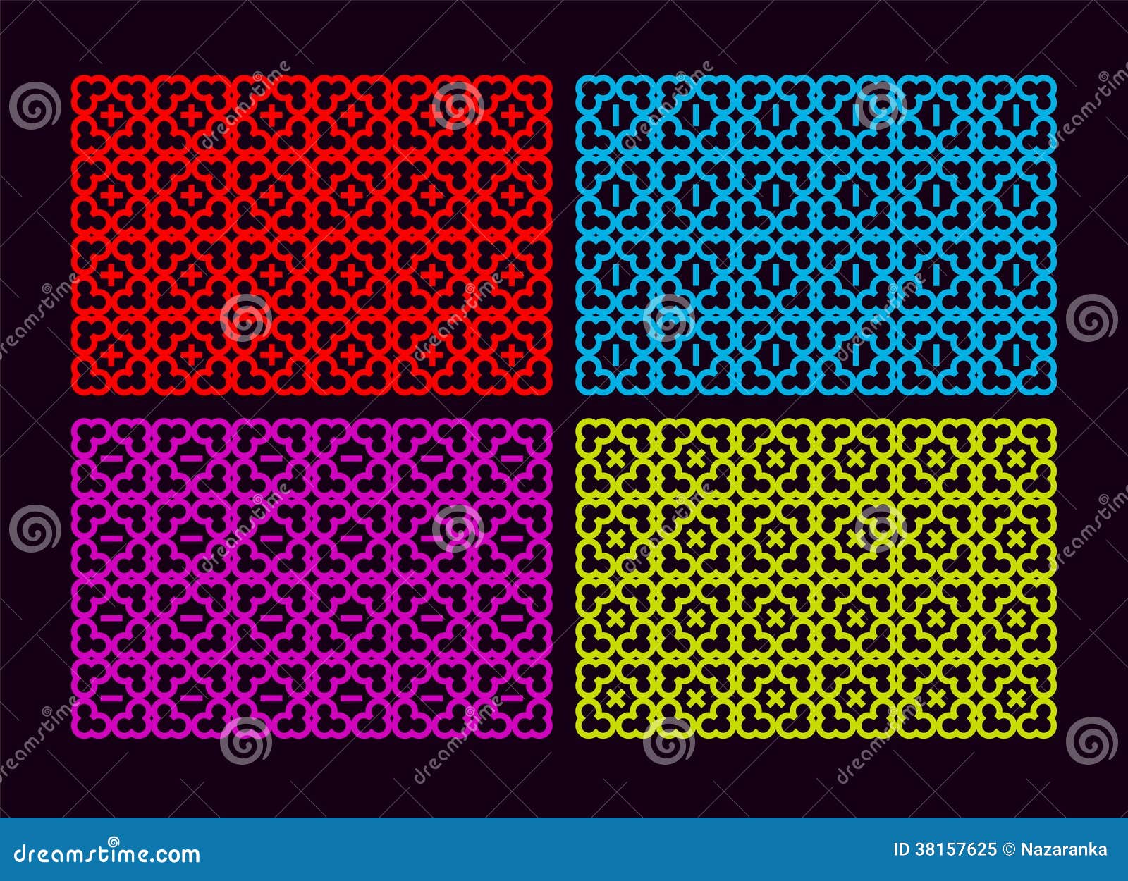 Colorful Set with a Four Pattern. Stock Vector - Illustration of swatch ...