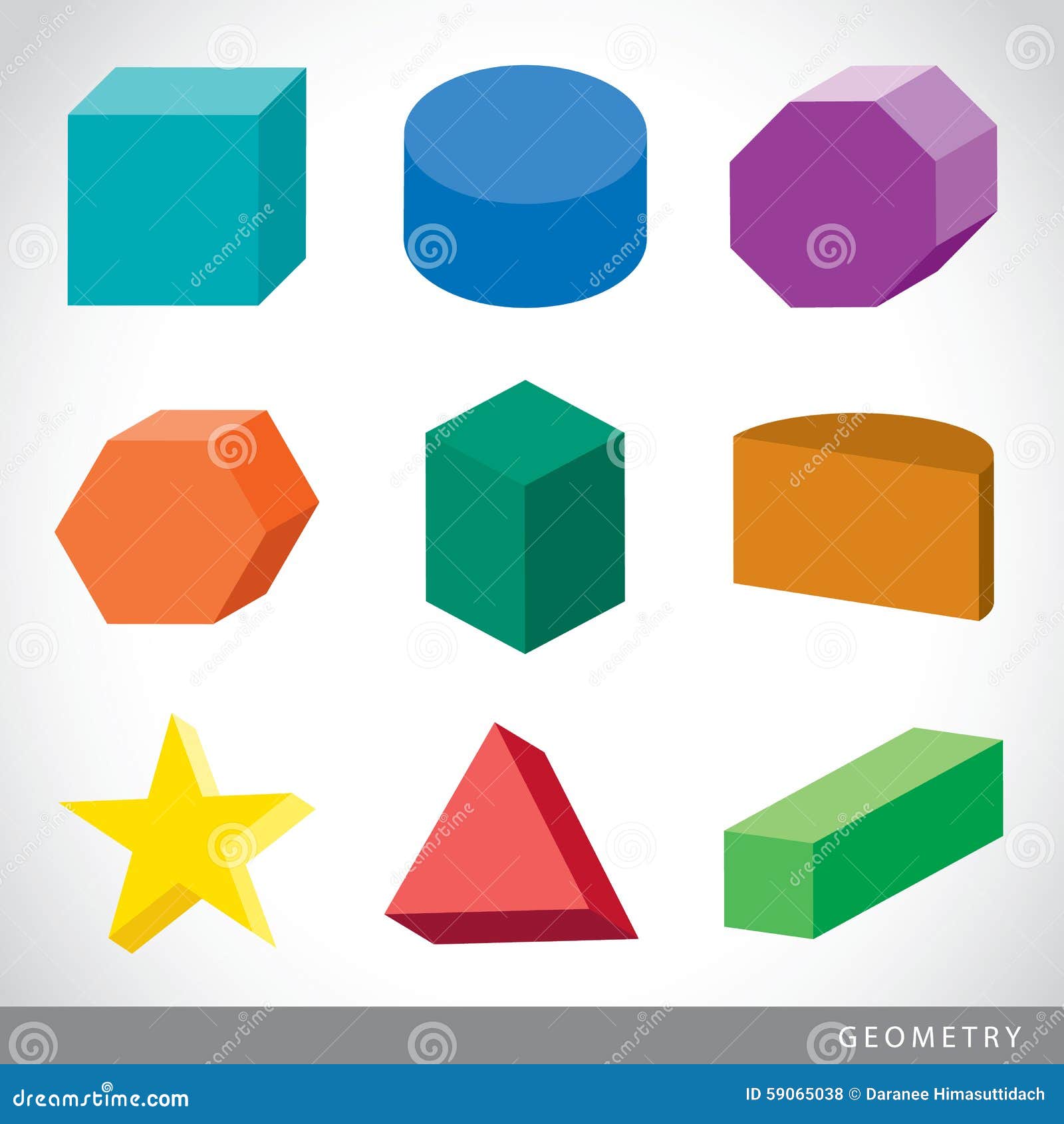 Colorful Set of Geometric Shapes, Platonic Solids, Vector Illustration ...