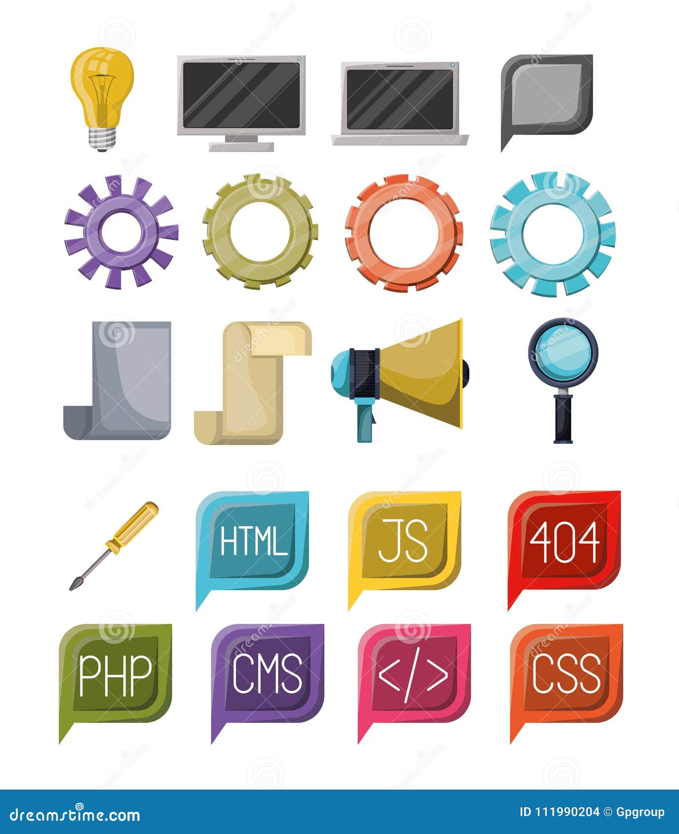 Colorful Set of Icons Elements of Web Programming Languages Stock ... Colorful Set of Icons Elements of Web Programming Languages Stock ...