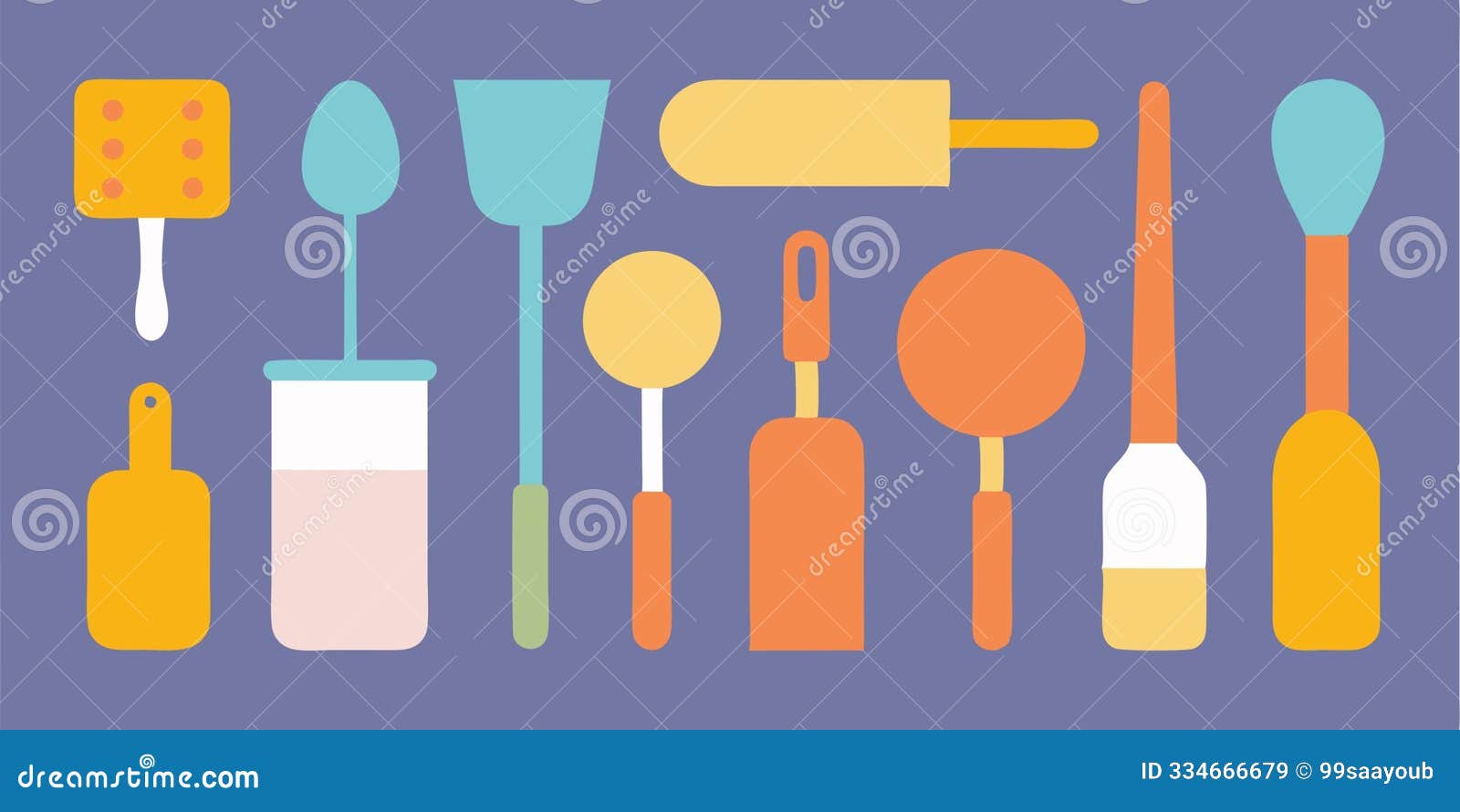 Kitchen Utensil Illustrations: a Colorful Set of Kitchen Tools Stock ...