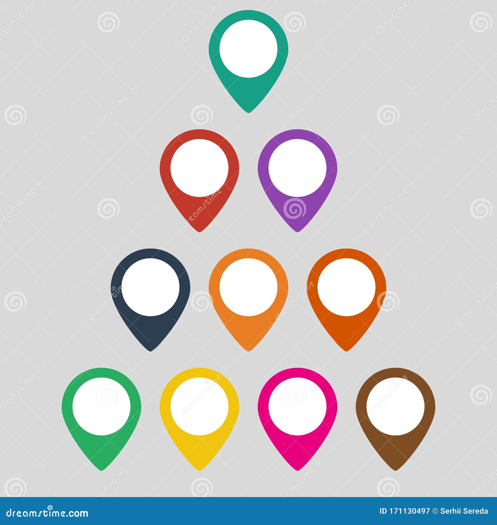 Colorful Set of Map Markers on Gray Background Stock Illustration ...