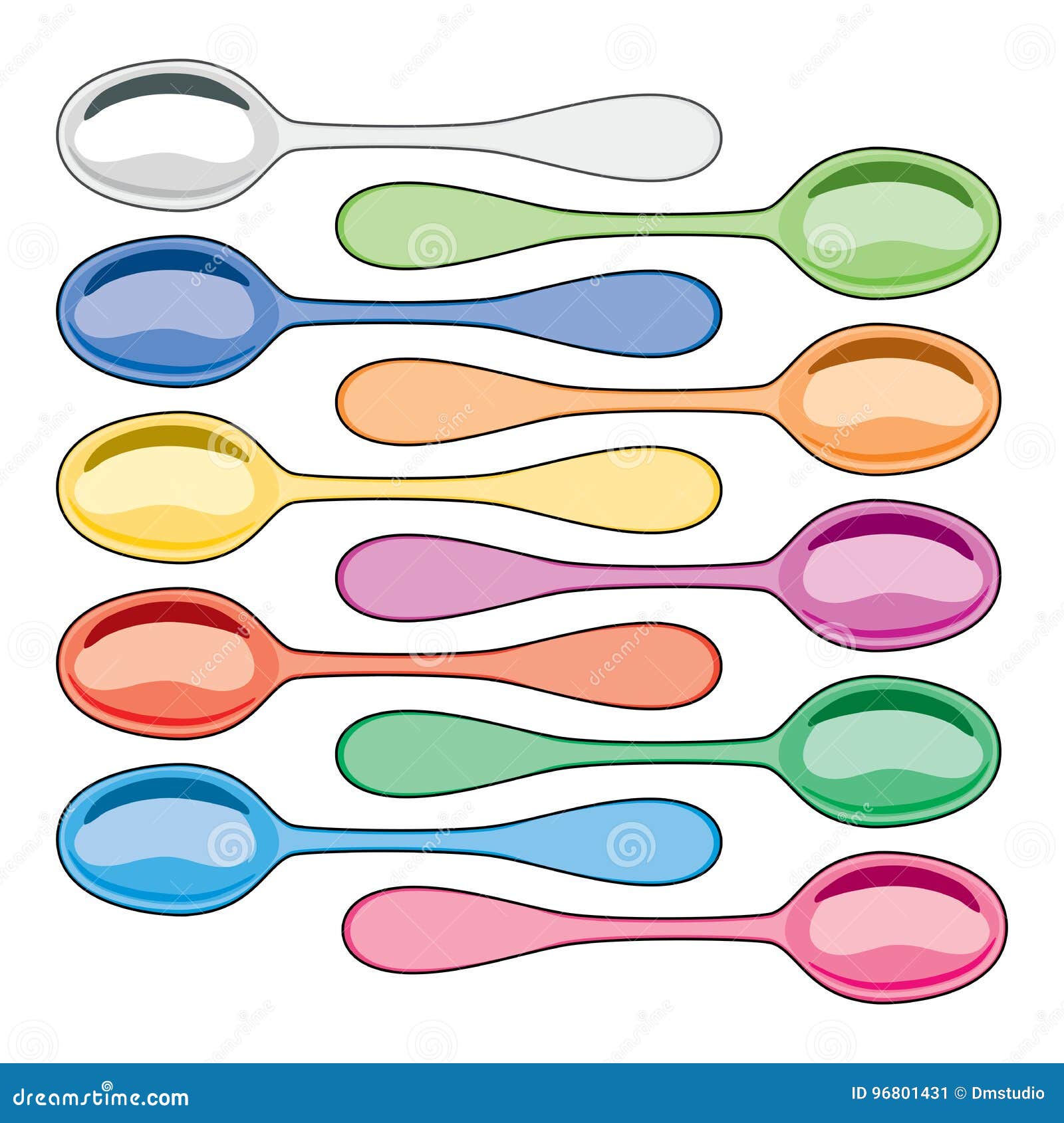 Colorful Set Of Metal And Plastic Dining Spoons. Vector | CartoonDealer ...