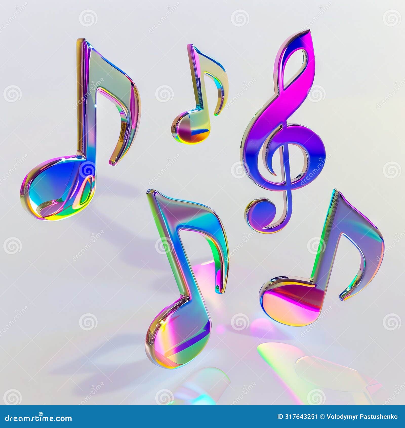 A Colorful Set of Musical Notes on a White Background Stock Image ...