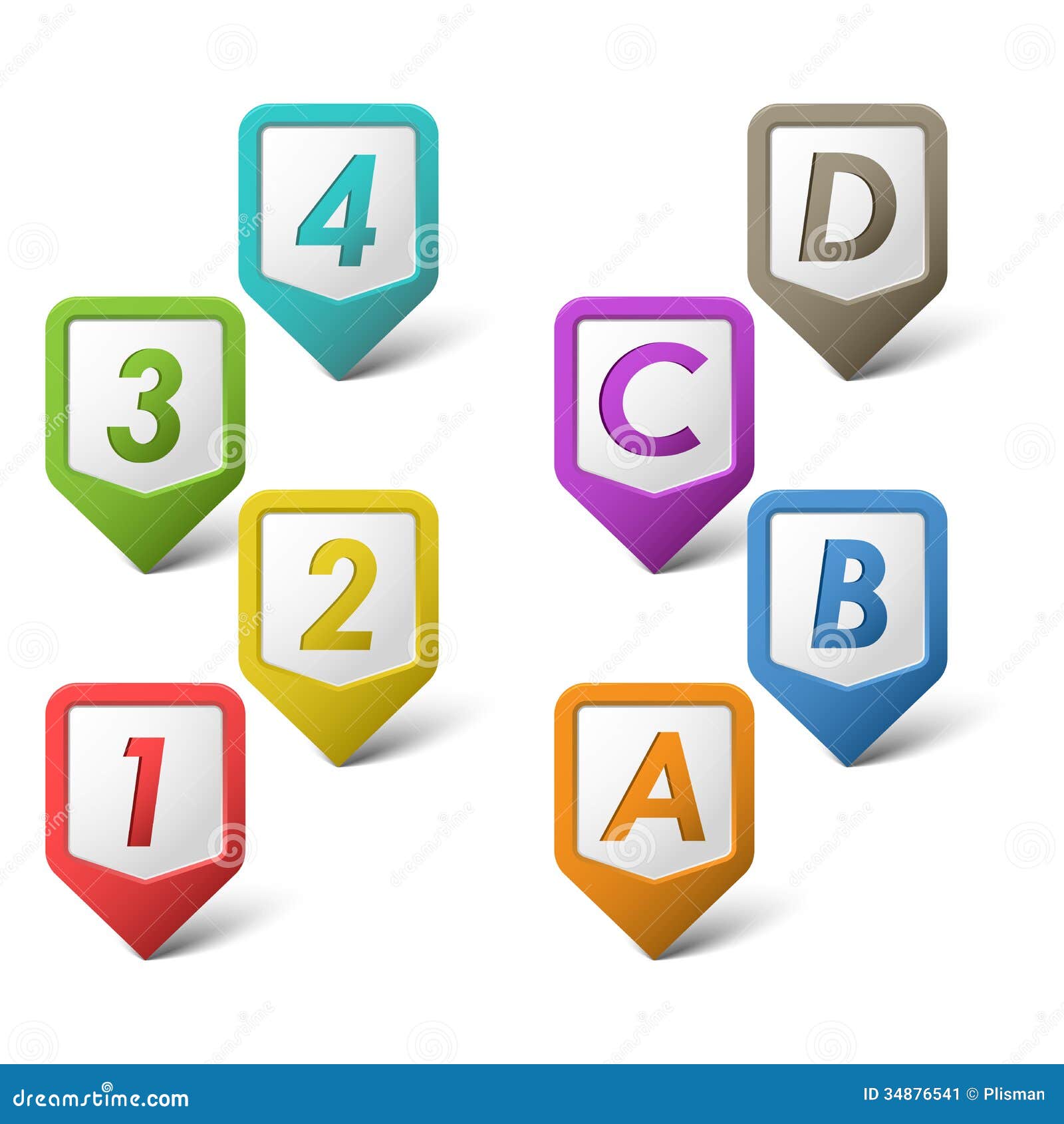 Colorful Set Pointers with Numbers and Letters Stock Illustration ...
