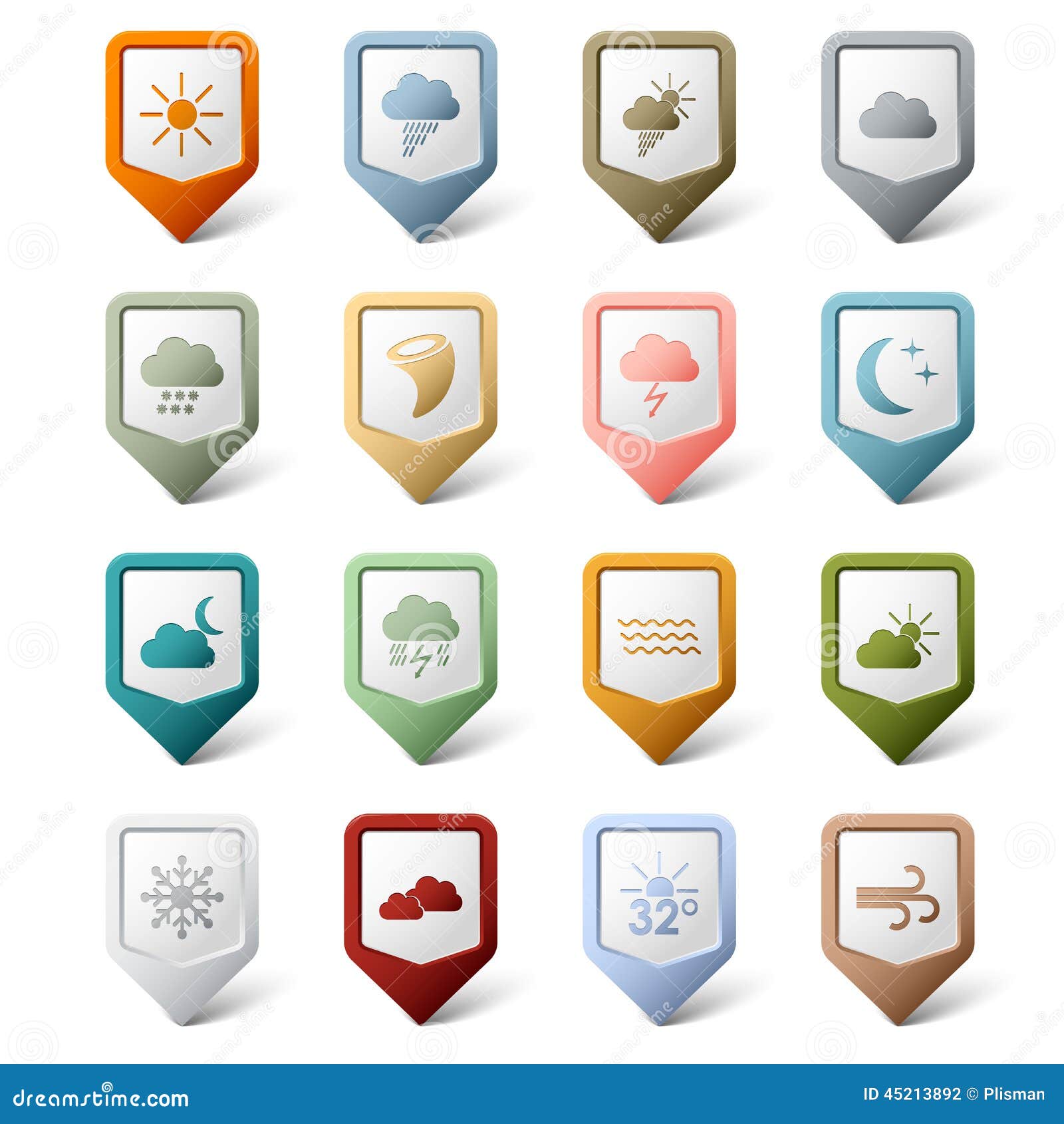 Colorful Set Pointers for Weather Stock Vector - Illustration of ...