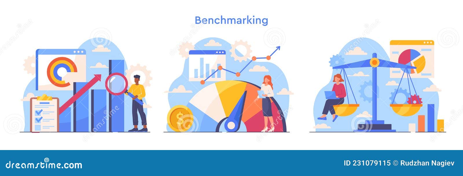 Benchmarking Process Set. Illustrations Of Initial Benchmarking Phases ...