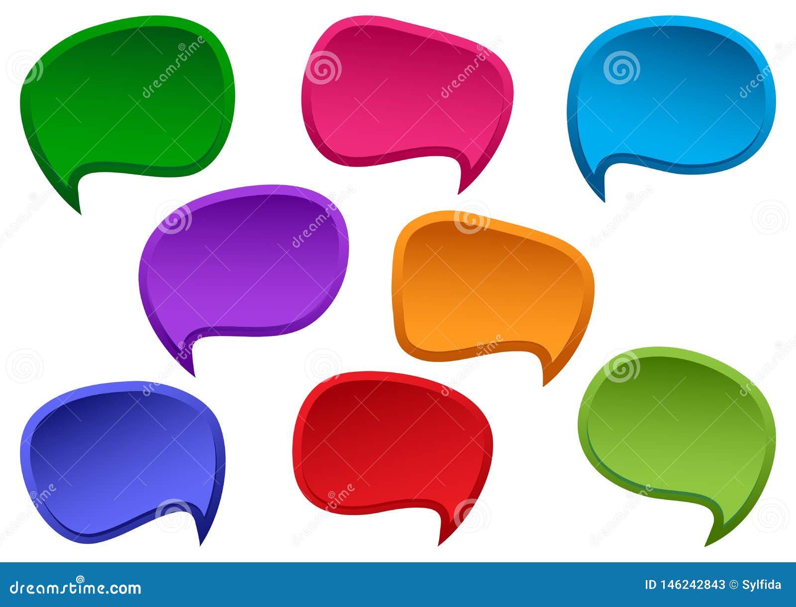 Colorful Set of Speesh Bubbles. Blank Empty Dialog Boxes for Your Text ...