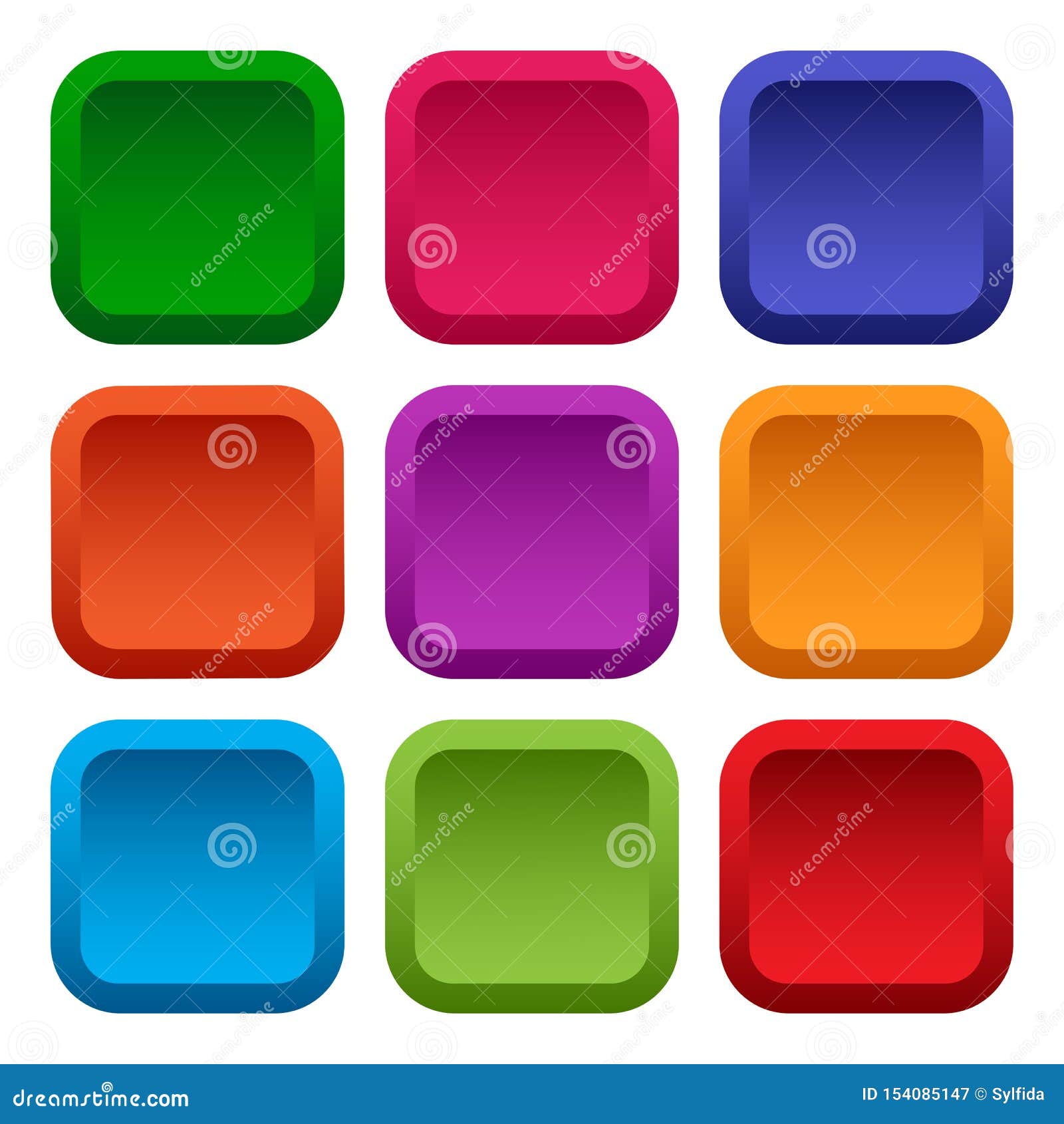 Colorful Set of Square Empty Buttons Isolated on White Background ...