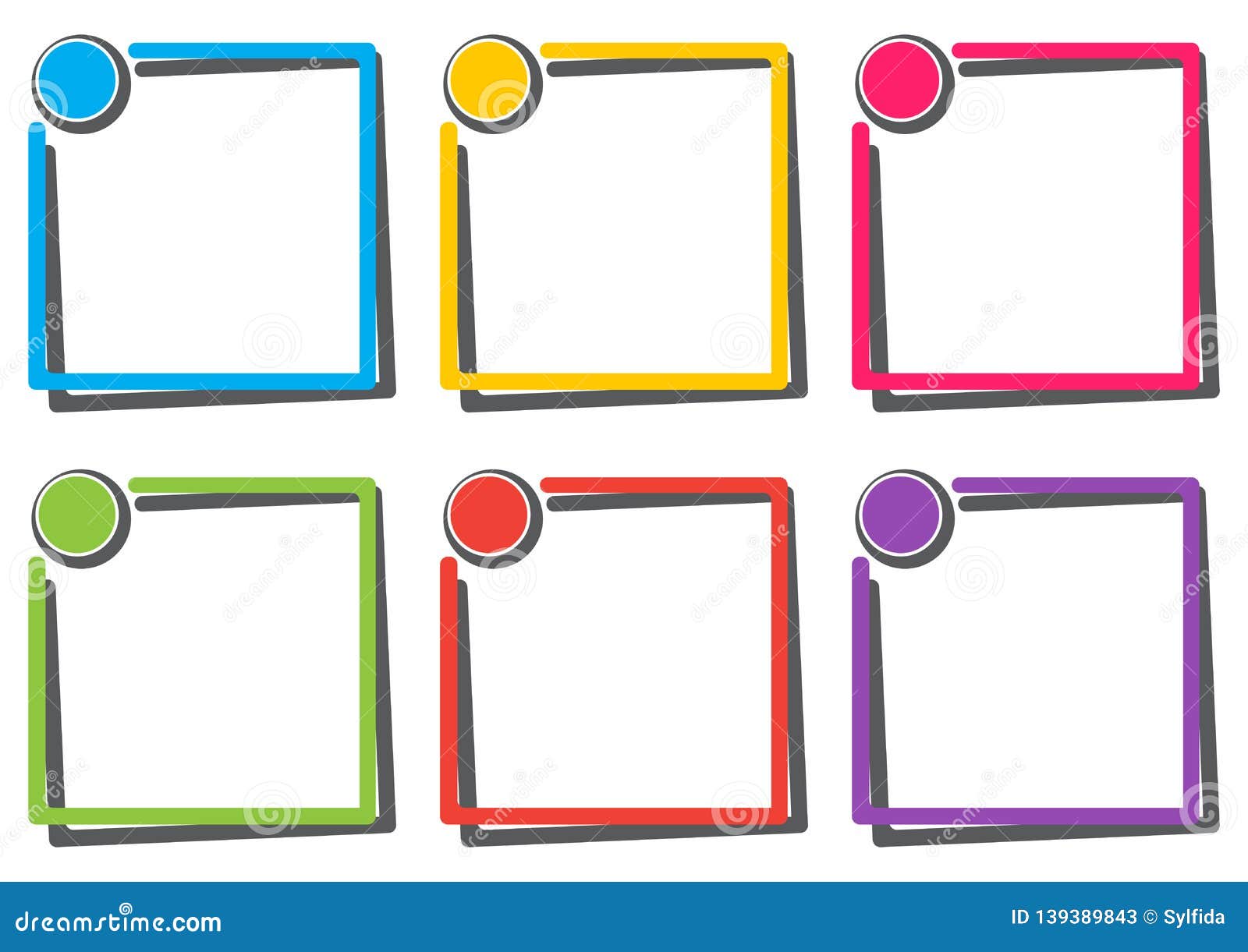 Colorful Set of Square Frame with Button. Vector Illustration Stock ...