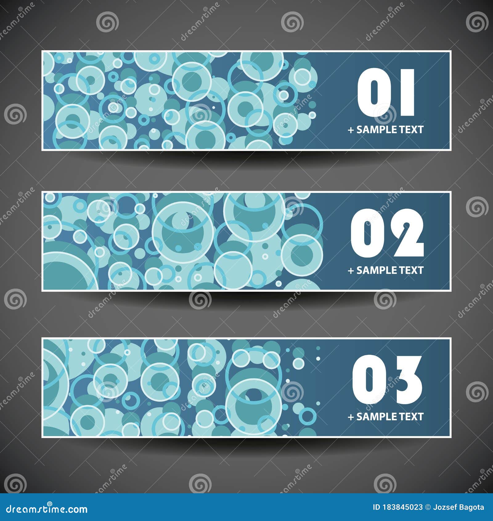 Colorful Set of Three Header Designs with Dots and Circles Stock Vector ...