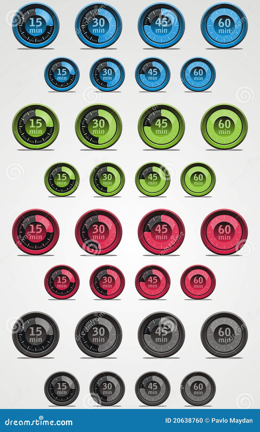 Colorful Set of Timer. Web Elements. Stock Illustration - Illustration ...