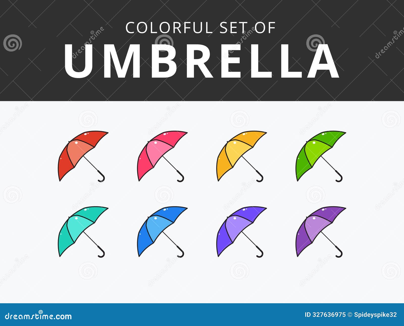 Colorful Set of Umbrellas. Isolated Vector Illustration Stock Illustration - Illustration of ...