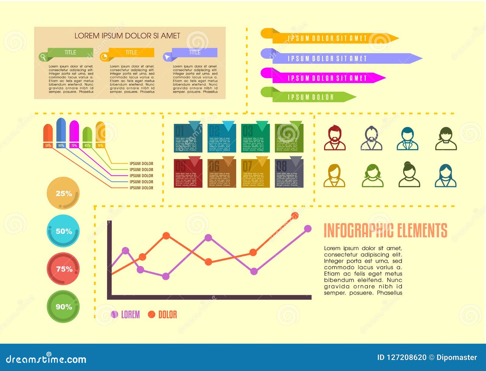 Business and Communication Infographic with Colorful Editable Vector ...
