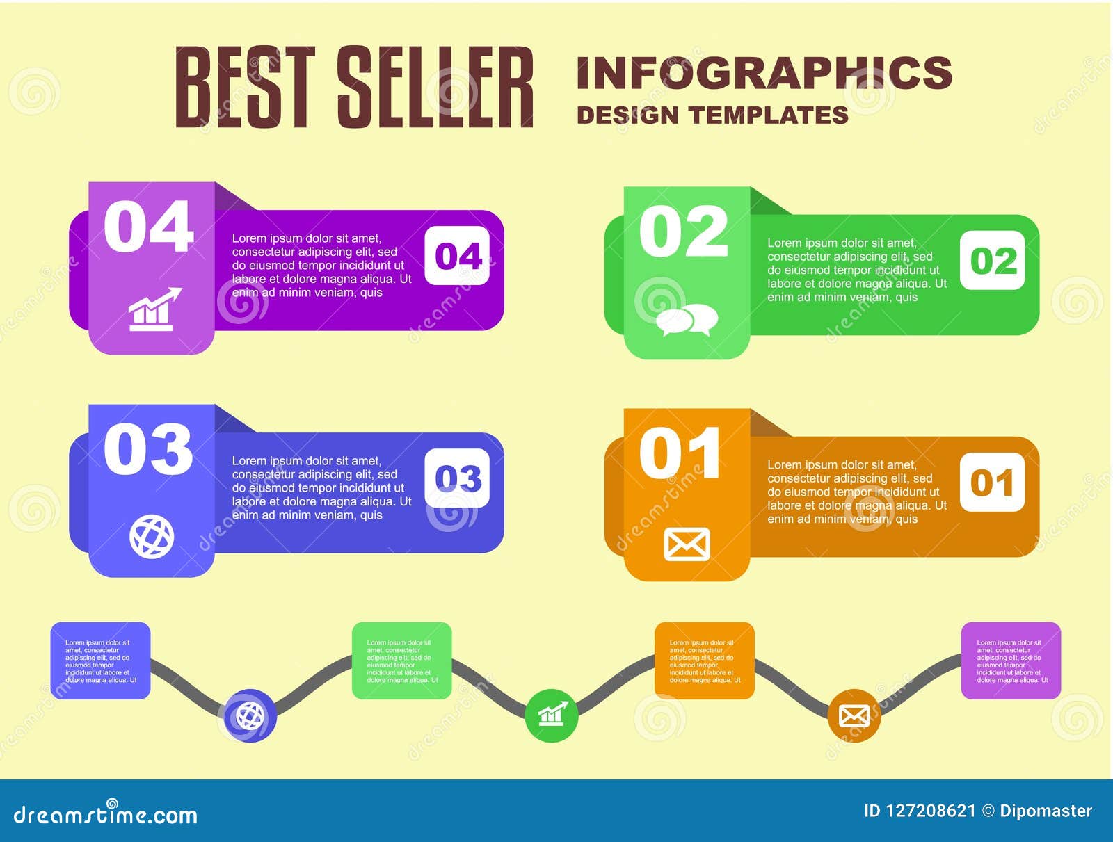 Business and Communication Infographic with Colorful Editable Vector ...