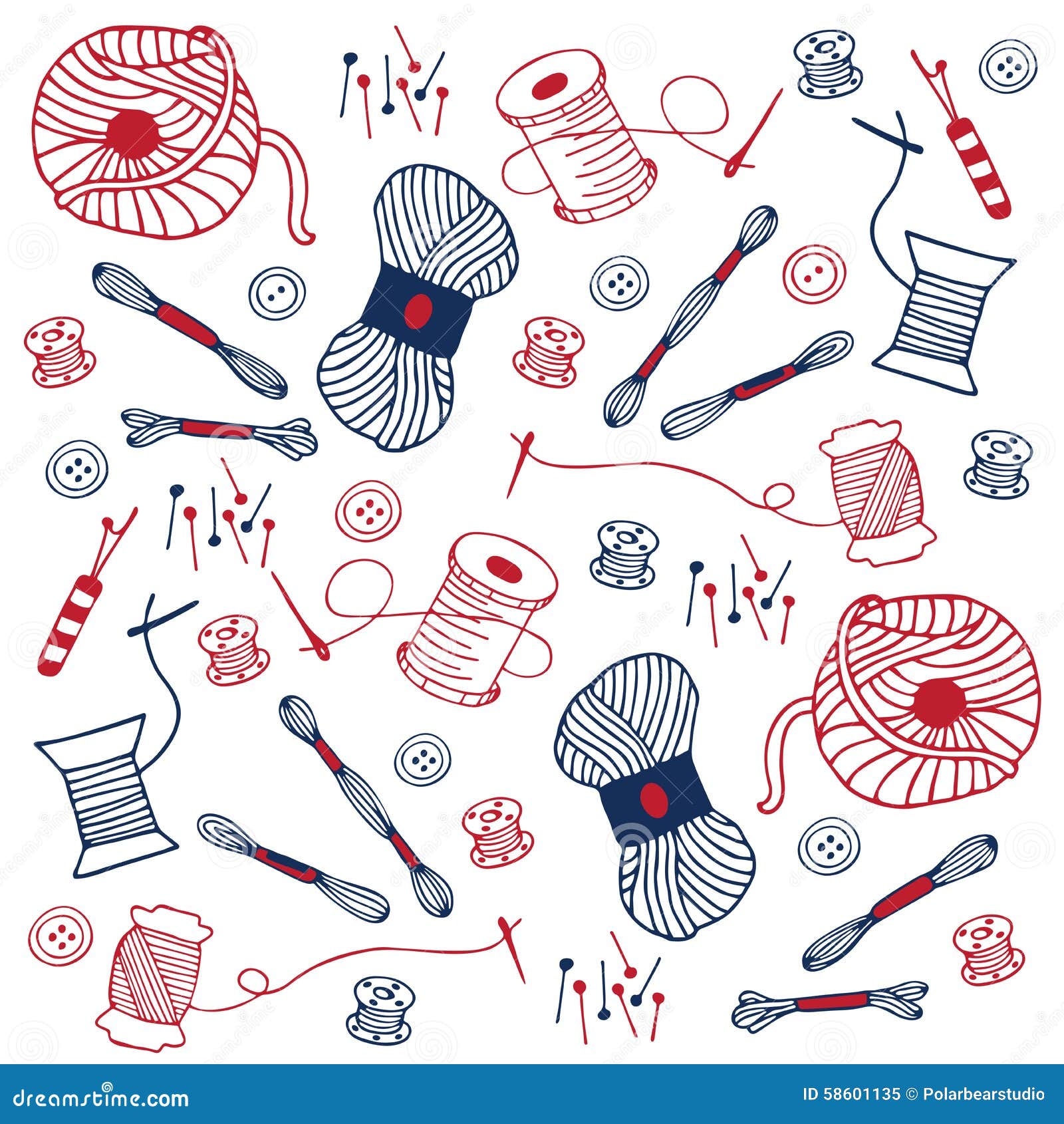 Colorful Sewing Doodle Hand Drawn Stock Vector - Illustration of doodle ...