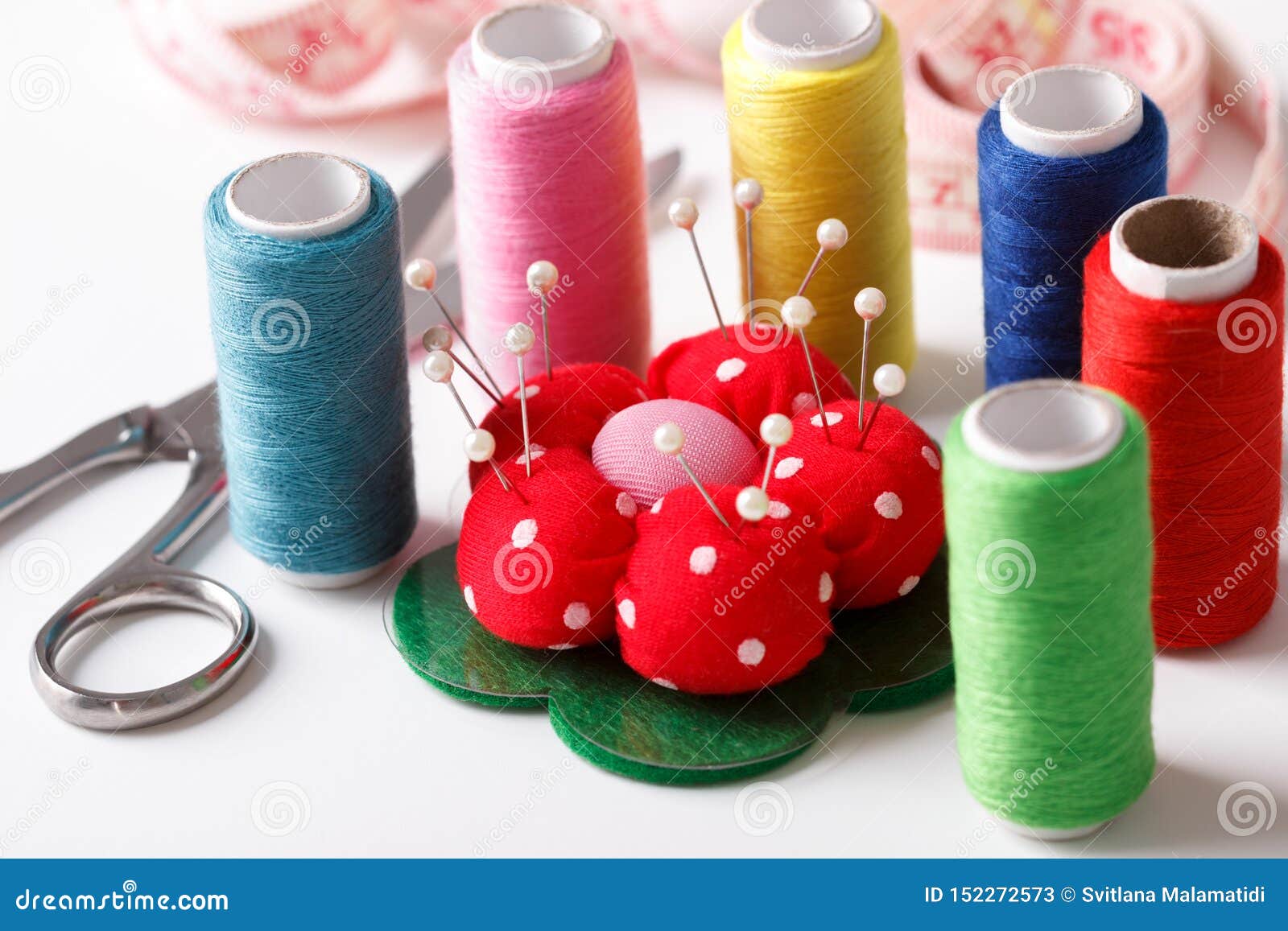 Colorful sewing items stock image. Image of needle, fashion - 152272573