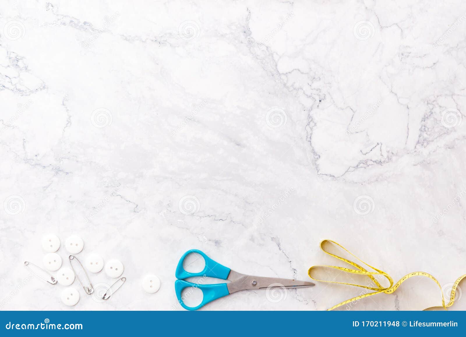 Colorful Sewing and Tailoring Tools and Items on Light Background Stock ...