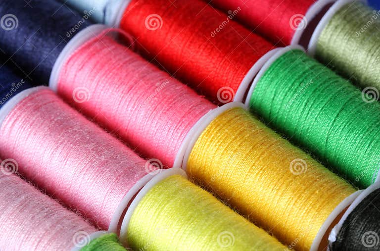 Colorful Sewing Thread Reels Stock Photo - Image of clothes, pattern ...