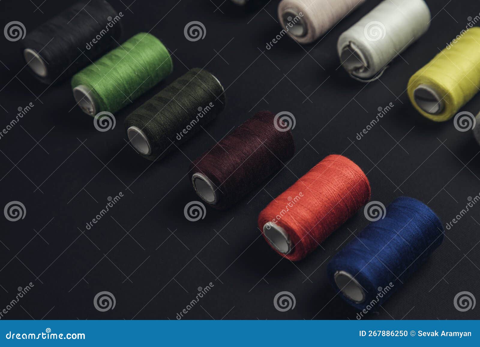 Colorful Threads on the Black Background Stock Photo - Image of white ...