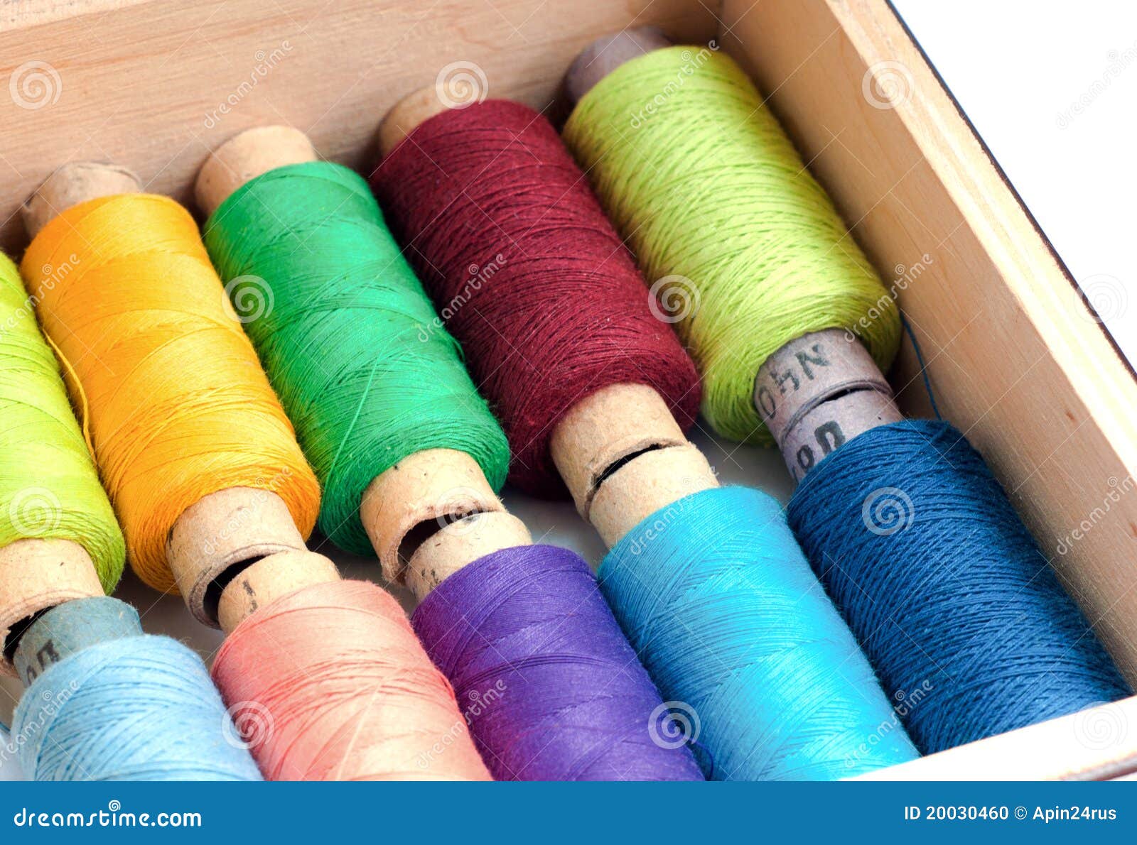 Colorful Sewing Threads in a Box Stock Photo - Image of brown, fabric ...