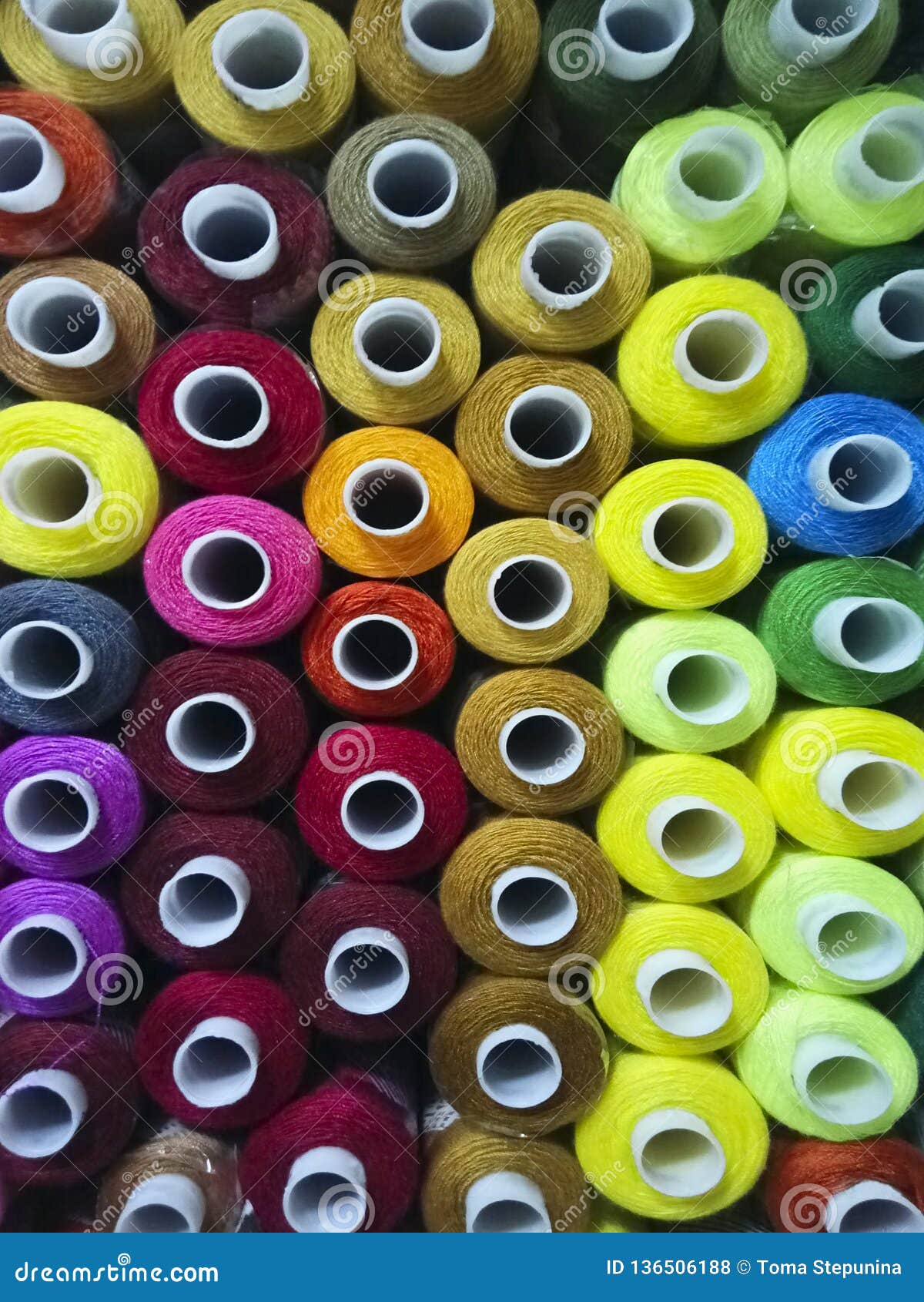 Colorful Sewing Threads, Top View. Stock Photo - Image of closeup ...