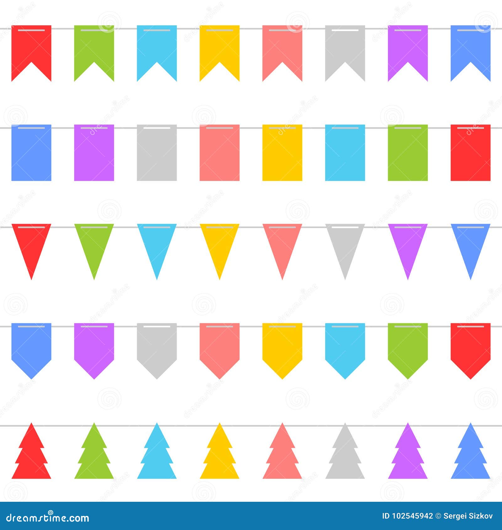 Colorful Shape of Bunting Set on White Background. Vector Stock Vector ...