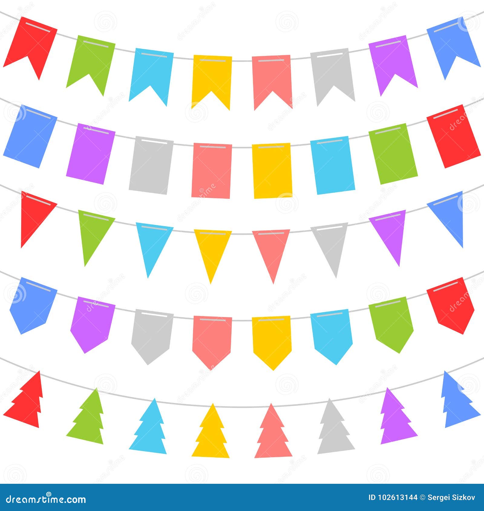 Colorful Shape of Bunting Set on White Background. Vector Stock Vector ...
